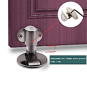 GDFOX Stainless Steel Magnetic Door Stop Catch Holder, Height-Adjustable Metal Magnetic Door Stop, with Dual Adhesives and Conceal Screw Mount, No Drill (Silver)-1PACK