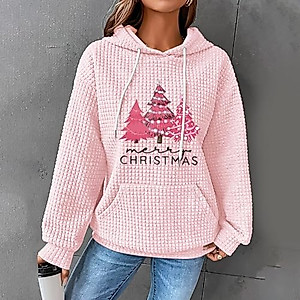 Oversized Sweatshirts For Women Loose Fit Women's Christmas Printed Hooded Sweatshirt Top (A-Christmas1-Pink, XL) Clarence Items track my orders for delivery my cart