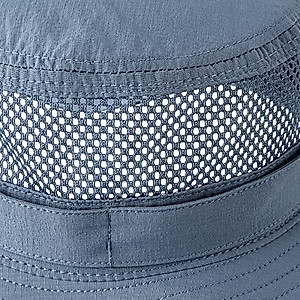 JANGOUL Men Outdoor Mesh Sun Hat Wide Brim Sun Protection Hat Fishing Hiking Hat (Blue, 7 1/4)