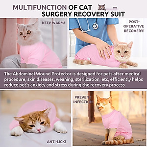 SUNFURA Cat Surgery Recovery Suit, Cat Neuter Recovery Suit with 4 Legs Cat Spay Surgical Onesie for Abdominal Wounds After Surgery, E-Collar Alternative Small Pet Post Bandage Anti-Licking, Red M