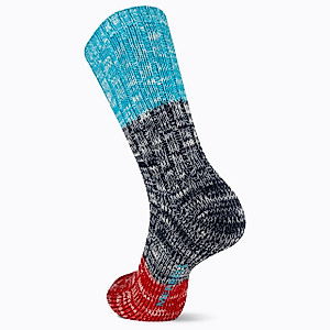 Merrell -men's and -women's Heritage Camp Wool Blend Crew Socks-1 Pair-Heat Transfer Logo and Moisture Wicking, Blue, Medium-Large