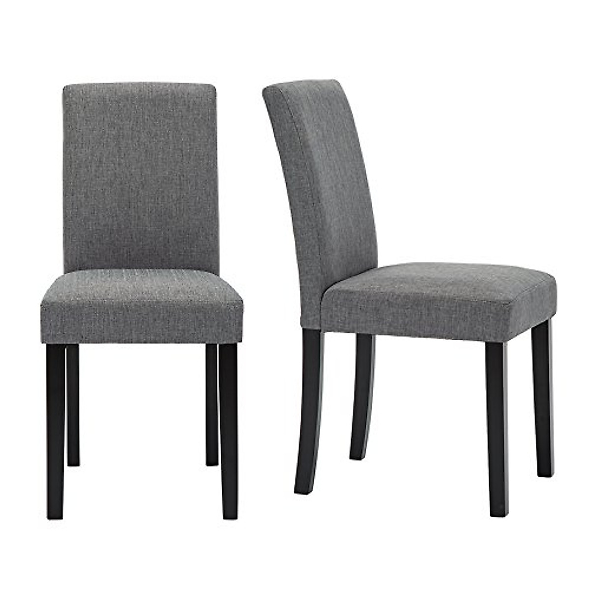 LSSBOUGHT Set of 4 Classic Fabric Dining Chairs Dining Room Chair with Solid Wood Legs, Grey