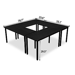 Bonzy Home Conference Tables 6.5ft Meeting Room Study Writing Table Office Computer Desk Save Space Design for 8 People 4PCS Black 78.7"x78.7"x29.5"