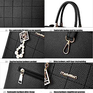 XingChen Purses and Handbags for Women PU Leather Top Handle Satchel Ladies Shoulder Tote Bags Black