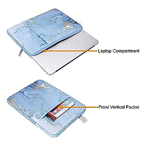 MOSISO Laptop Sleeve Compatible with MacBook Air/Pro, 13-13.3 inch Notebook, Compatible with MacBook Pro 14 inch 2023-2021 A2779 M2 A2442 M1, Polyester Vertical Watercolor Marble Bag, Blue