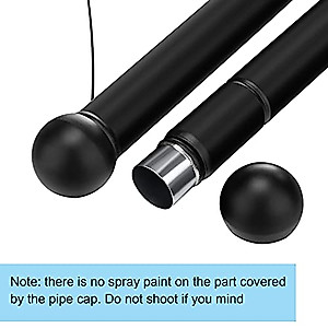 2 Pieces Hanging Closet Rod, Adjustable Width and Height, Clothes Hanging Bar Closet Organizer Rod Double Closet Rod Poles for Hanging Clothes Indoor Outdoor Closet Space-Saving (Black)