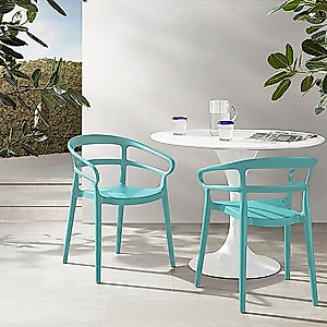 Amazon Basics Light Blue, Curved Back Dining Chair-Set of 2, Premium Plastic