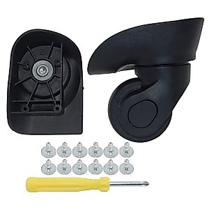 fengshuiluck Travel Suitcase Carry On Luggage Spinner Wheels Replacement Left and Right Caster with Screws and Tool 2Pcs Black