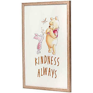 Disney Winnie the Pooh Kindness Always Framed Wood Wall Decor - Large Winnie the Pooh Wall Art for Kids' Bedroom, Nursery or Home Decor