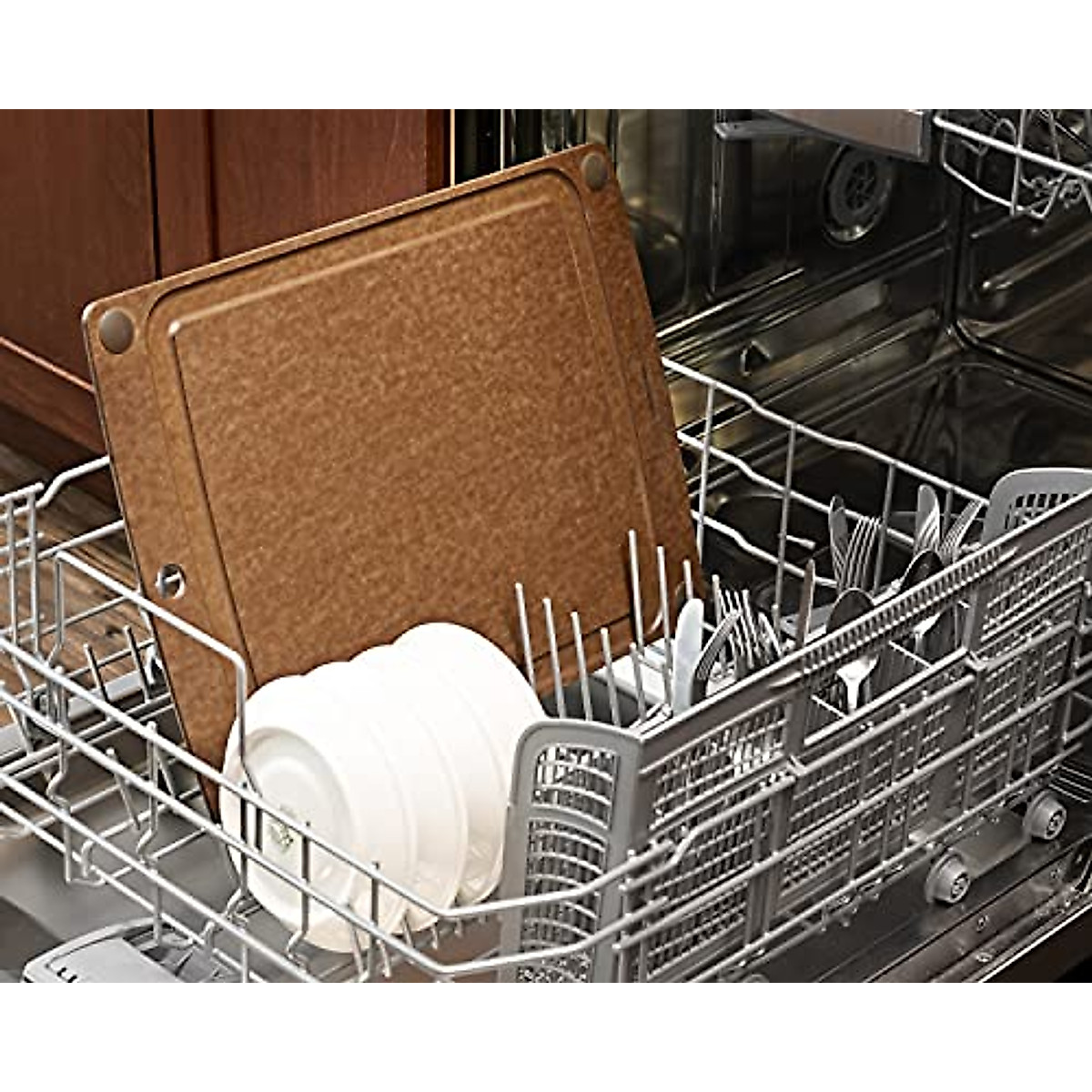 Epicurean All-In-One Cutting Board with Slip Feet and Juice Groove, 17.5-Inch × 13-Inch, Nutmeg/Brown