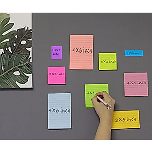 (8 Pack) Lined Sticky Notes 4X6 in, Pastel Ruled Post Stickies Colorful, Super Sticking Power Memo Post Stickies Big Square Sticky Notes for Office, Home, School, Meeting, 40 Sheets/pad