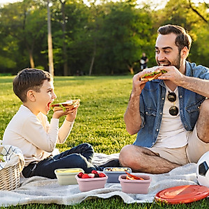 Mifoci 6 Pcs Silicone Food Containers 11.8 oz Collapsible Storage Containers with Airtight Lids Stacking Meal Prep Lunch Leftover Food fruits Storage Foldable Box for Freezer Microwave Dishwasher Safe