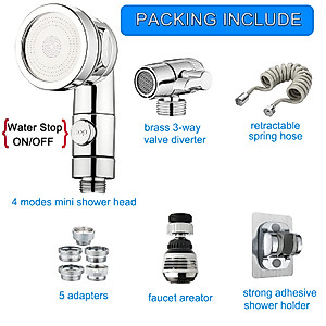 MOSELNY Sink Faucet Sprayer Attachment,Pet Shower Sprayer with 118" Spring Hose,ON/Off Shower Head, Faucet Sprayer Adapter with Aerator for Pet Shower, Hair Washing for Utility Sink,Bathtub