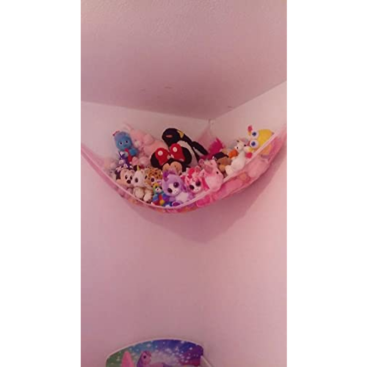 Powkoo Toy Hammock Stuffed Animals Storage Hammock Stuffie Squishmallows Party Hammock Toy Organizers Collection | Size:72" x 48" x 48" (Pink)