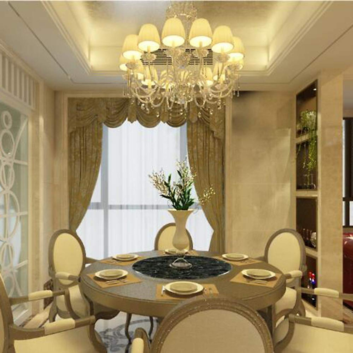 MMQQ Lazy Susan Round Turntable Table Top Rotating Tray Marble Rotating Serving Plate Smooth Kitchen Display Turn Table Anti-collision and Explosion proof