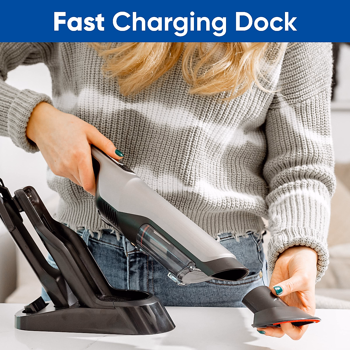 BRITECH Cordless Lightweight Stick Vacuum Cleaner, 300W Motor for Powerful Suction 40min Runtime, LED Display Screen & Headlights, Great for Carpet Cleaner, Hardwood Floor & Pet Hair (Red)