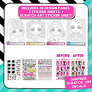 Horizon Group USA L.O.L. Surprise! O.M.G. Make-Up Artist Magazine, Double Feature Series, Includes Spiral-Bound Make-Up Sketchbook, Crayons, Stickers, Surprise Scratch Reveal Stickers & More