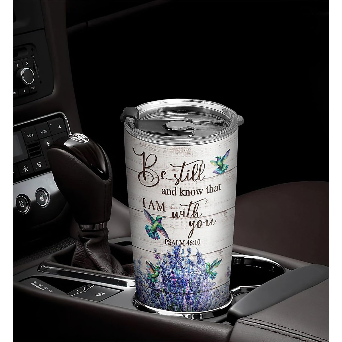 20oz Faith Hummingbird Tumbler, Be Still and Know that I am with You, Religious, Christian Gifts, Coffee Thermos for Women, Stainless Steel Double Wall Vacuum Insulated Coffee Mug, Travel Cup with Lid