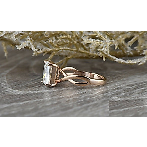 BeBold 1ct Radiant Cut Moissanite Engagement Ring for Women Rose Gold Plated Infinity Solitaire