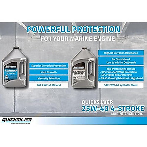 Quicksilver by Mercury Marine 25W-40 Synthetic Marine Engine Oil, 1 Gallon