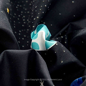 Hommi Lovvi Space Planets Print Kids Bed Canopy, Girls Princess Bed Canopy Dreamy Room Decor, Soft Hanging Reading Nook Play Tent Canopy, Extra Large Full Size Bed Canopy with String Light