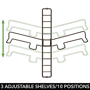 mDesign Modern Metal Shoe Organizer Display & Storage Shelf Rack - Adjustable Shelves Hang & Store Kicks, Running, Basketball, Trainers, Tennis Shoes - 3 Tier, Wall Mount - Holds 6 Shoes - Bronze
