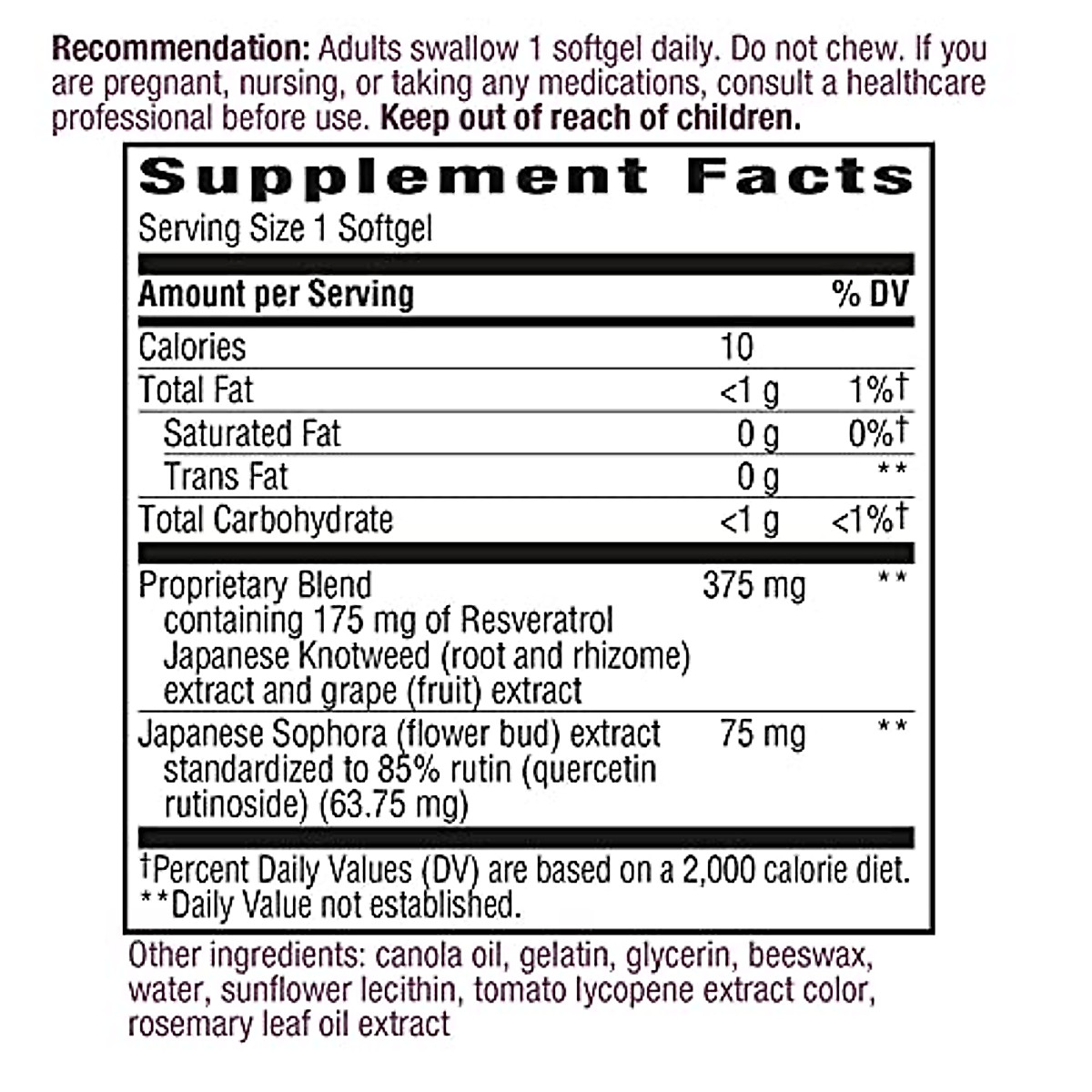Nature’s Way Resveratrol-Forte, Premium Blend, Free Radical Protection*, 175 mg of Resveratrol per Serving, 60 Softgels
