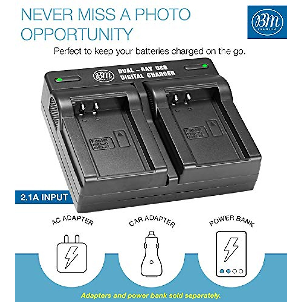 BM Premium Pack of 2 ENEL20, EN-EL20a Batteries and USB Dual Battery Charger for Nikon Coolpix P950, P1000, DL24-500, Coolpix A, 1 AW1, 1 J1, 1 J2, 1 J3, 1 S1, 1 V3 Digital Camera