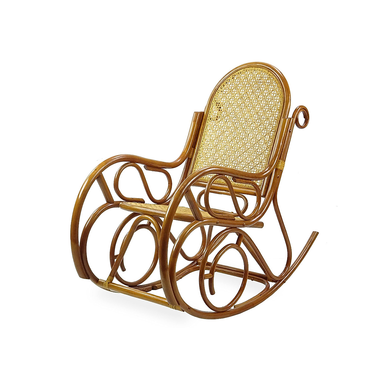 Wickerix Milano Rocking Chair, Natural Rattan Wicker Handmade, ECO, Colonial Color