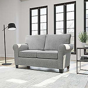 Edenbrook Willow Upholstered Loveseat with Rolled Arms – Living Room Furniture – Gray Small Loveseat - Seats Two – Loveseat for Small Spaces