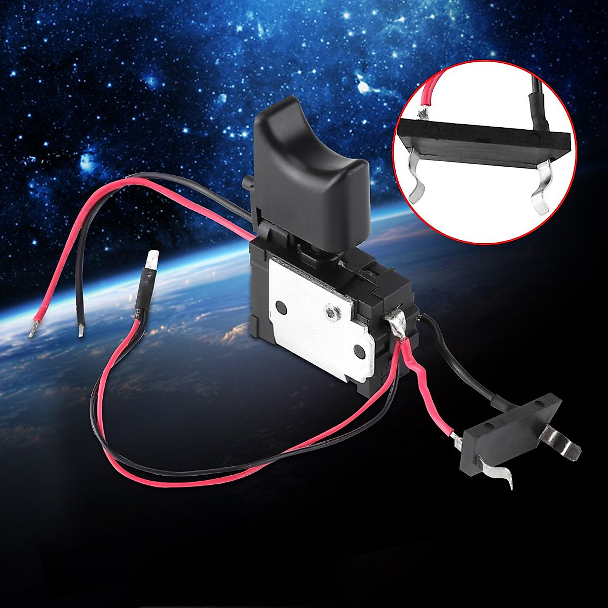 Electric Drill Switch, 7.2 V - 24 V Electric Power Tool, Lithium Battery Cordless Replacement Drill Speed Control Trigger Switch with Small Light Black Plastic and Metal