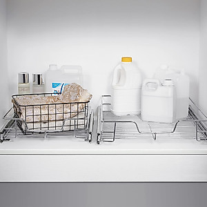 HAVEITS Pull Out Cabinet Organizer, Heavy Duty Slide Out Kitchen Cabinet Shelves For Kitchen, Bathroom, Under Sink Organizer with Soft Close Drawer, Basket Size 17" W x 21" D x 3.1" H