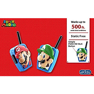 Super Mario Bros Walkie Talkies Kids Toys, Long Range, Two Way Static Free Handheld Radios, Designed for Indoor or Outdoor Games for Kids Aged 3 and Up
