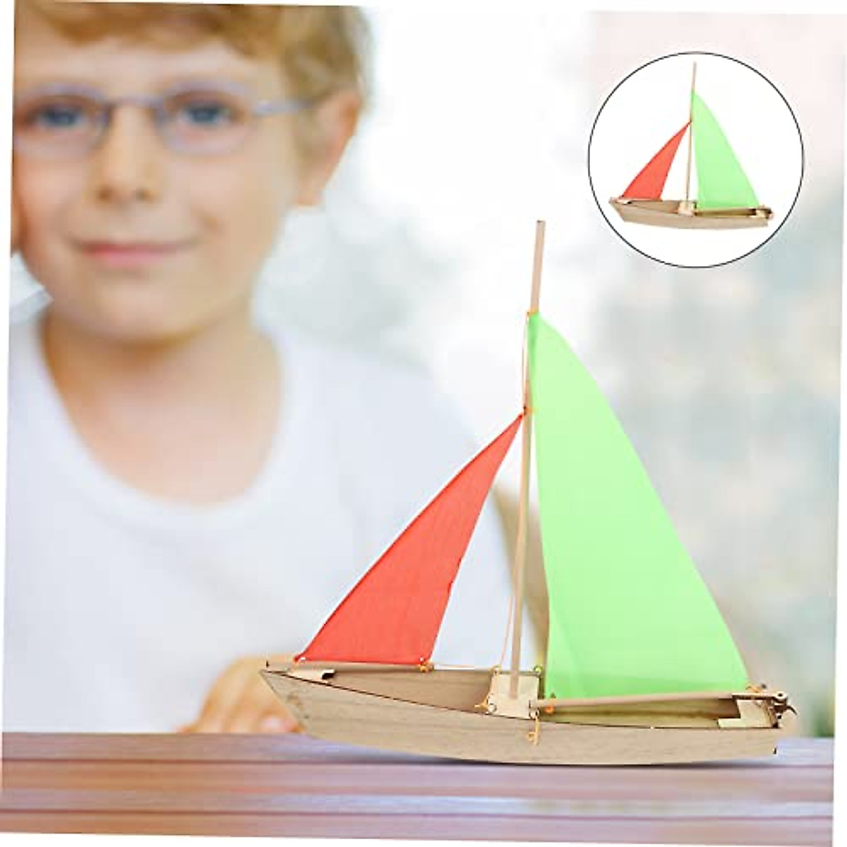 Toyvian 1set Assembled Sailing Model Boat Anchor Kit Woody Toy Children's Toys Nativity Ornaments for Kids Wood Sailboat Statue Sailboat Ornament Wood, Cloth Wooden DIY Mold DIY Boat Toy