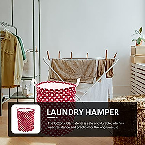 Zerodeko Drawstring Laundry Hamper Dirty Clothes Basket Collapsible Clothes Hamper Folding Clothes Container Storage Bin with Handle for Home Bedroom Organization Red