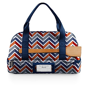 ONIVA - a Picnic Time brand Potluck Casserole Carrier, Insulated Thermal Food Carrier, Insulated Casserole Carrier, Navy Blue, Orange, & Gray Pattern