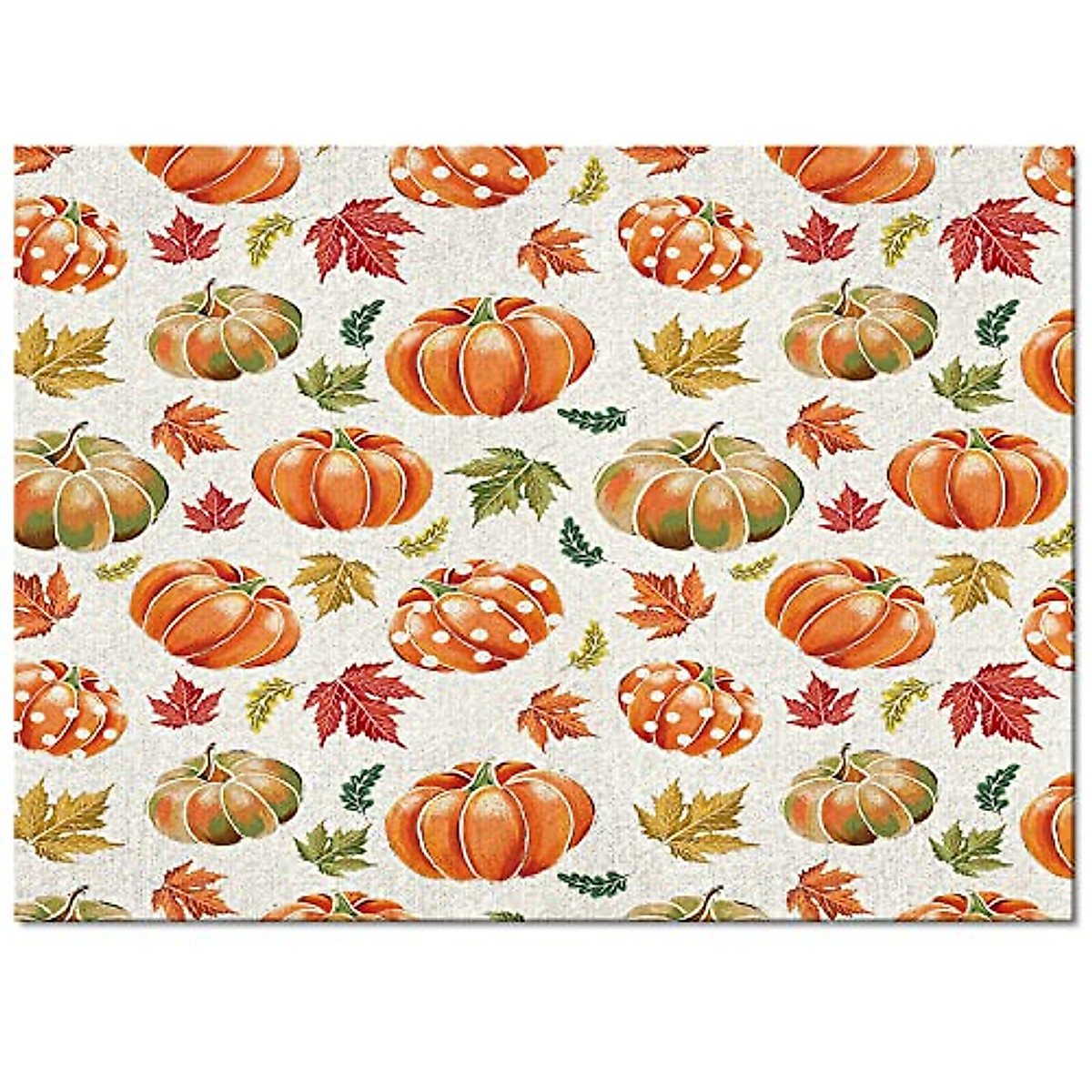Boho Pumpkin Area Runner Rug Carpet 5'x7',Outdoor Indoor Kitchen Living Room Bathroom Bedroom Washable Bath Rug,Doormat Desk Welcome Floor Door Mat,Thanksgiving Harvest Autumn Fall Leaves Beige