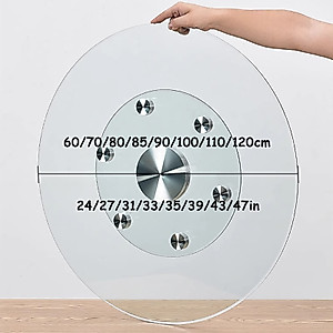 Transparent Glass Lazy Susan Turntable 0.31in Thick Rotating Serving Tray Round Tabletop Rotating Tray with Aluminum Alloy Auxiliary Wheel Bearing Not Easy to Dump Easy to Share Food (Size : 35in)