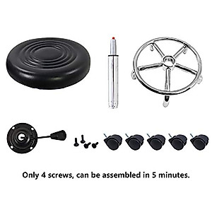 KKTONER PU Leather Modern Round Rolling Stool with Footrest Height Adjustable Spa Drafting Salon Tattoo Work Massage Stools Task Chair Small (Black)