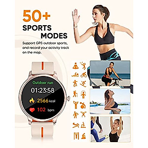 HYSTORM Health Smart Watches for Women, 1.43" AMOLED Always-on Display Fitness Tracker Smart Watch with Bluetooth Call, 8 Health Apps Blood Glucose HRV Monitor Waterproof Smartwatch for Android iOS