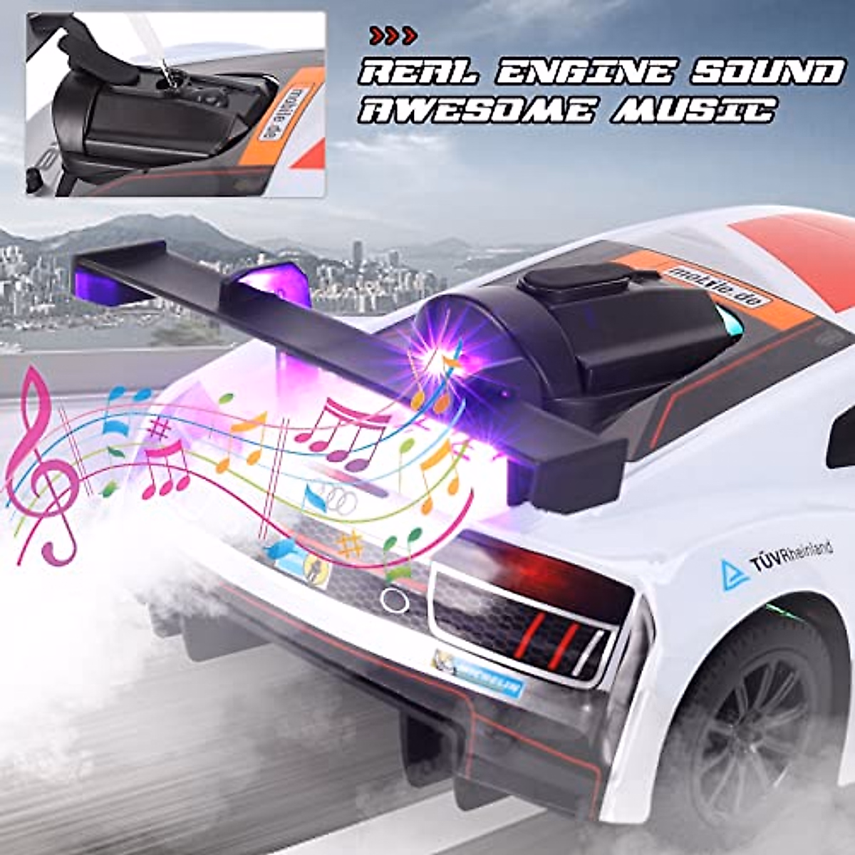 Liberty Imports Remote Control Car, RC Cars for Kids, R/C Audi R8 LMS GT3 1:14 Officially Licensed - 2.4GHZ Light Up Race Car Toy with Steam Jet Exhaust, Led Lights, and Sounds