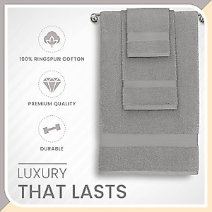 Martex 6-Piece Luxury 100% Cotton Towel Set | Quick Dry | Super Absorbent | Super Soft 100% Ringspun Cotton Towels | 2 Bath Towels | 2 Hand Towels | 2 Wash Cloths | Silver