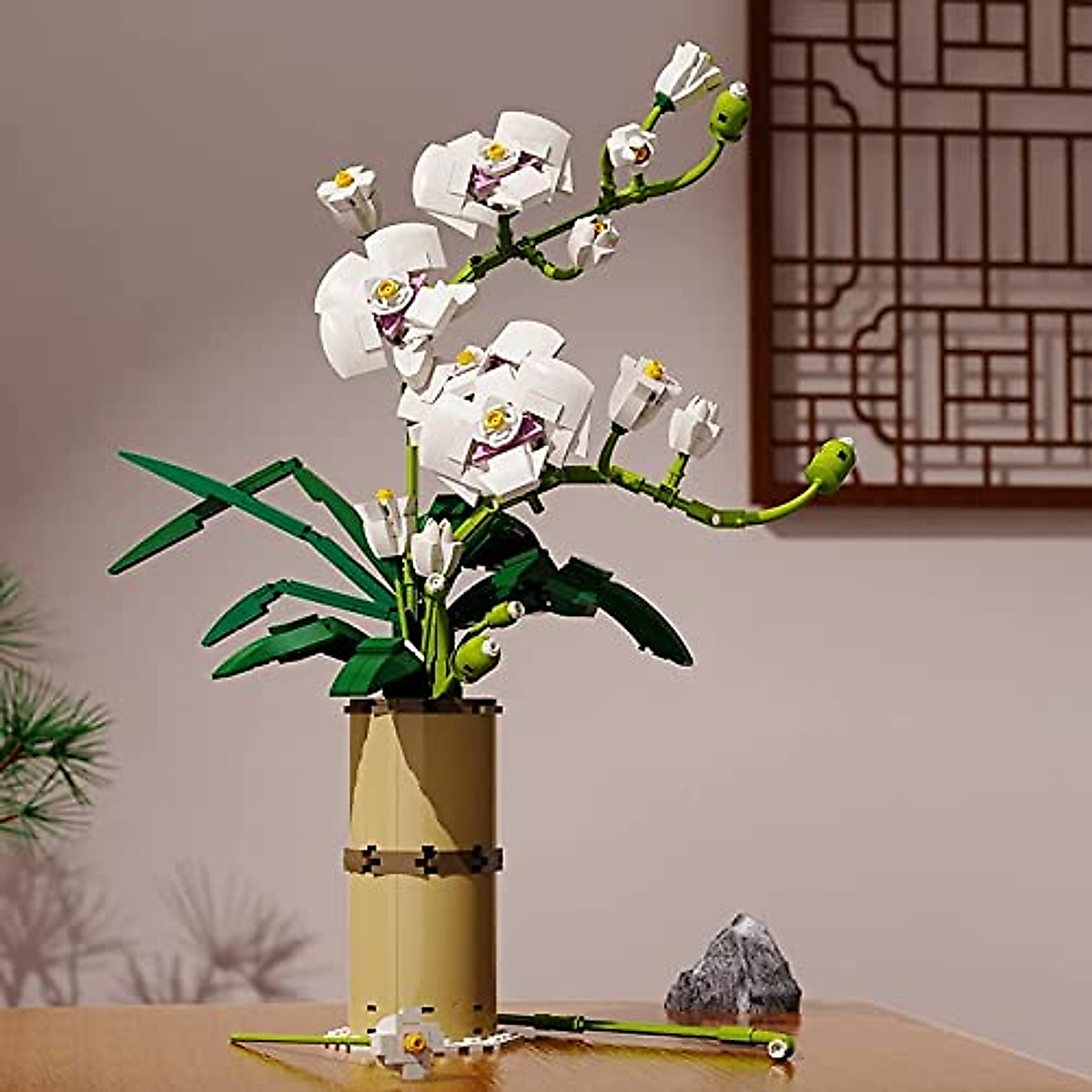588 Pieces Flower Bouquet Building Kit Orchid Bonsai Building Blocks Set for Adults,Valentine's Day Birthday for Her,Artificial Flowers DIY Home Office Decor