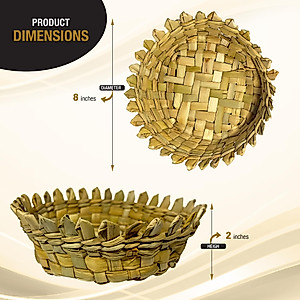 MEXILIFE Round Wicker Fruit Baskets for Kitchen Counter, Natural Handmade Storage Woven Decorative Gift Bucket. Ideal for Home, Restaurant, office 2x8 Inches (4 PACK)