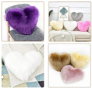 unlockgift Fluffy Heart Shaped Pillow, Plush Love Pillow Cushion, Decor for for Living Room/Bed Room/Dining Room/Office Sofa/Cars/Chairs, Gift for Friends/Girls/Cares-03 Light Pink