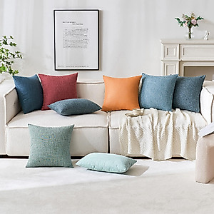 MIULEE Pack of 2 Decorative Throw Pillow Covers Fall Halloween Linen Burlap Square Solid Farmhouse Modern Concise Throw Cushion Case Pillowcase for Sofa Car Couch 18x18 Inch Burnt Orange