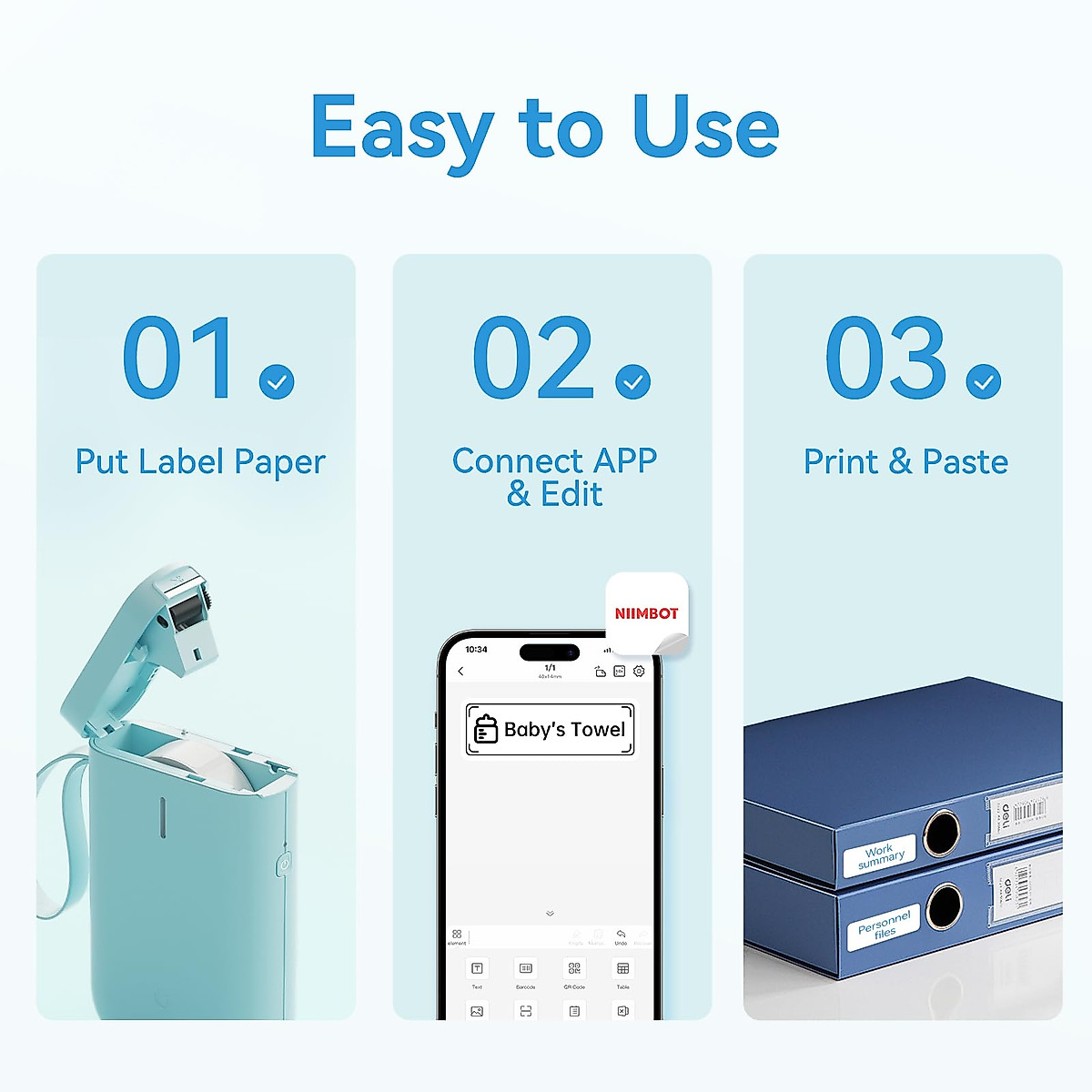 NIIMBOT D11 Label Maker Machine with Tape, Portable Bluetooth Thermal Label Printer Wireless Connection Rechargeable Labeler for Home Office Small Business Storage Organizing, Green