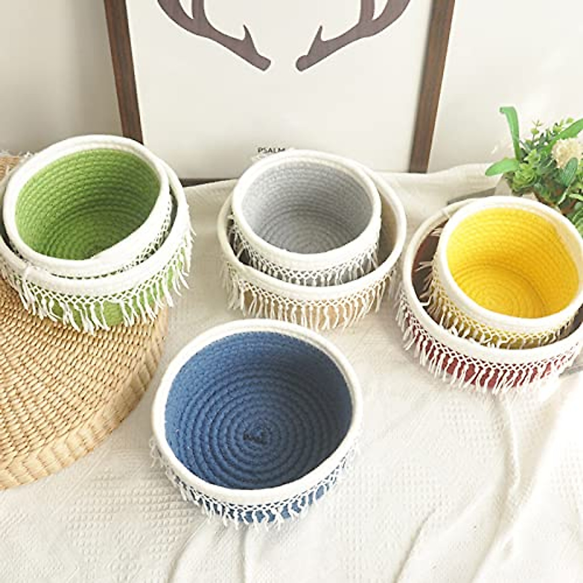 Cotton Line Makeup Storage Basket No Sharp Corners Large Capacity Small Debris Box