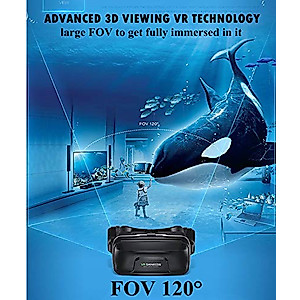 VR Headset/Goggles, Virtual Reality Glasses w/ 3D HiFi Headphones for 3D Movie Video Game Compatible for iOS iPhone 13 12 11 Pro Max X S R 8 7 6 S Plus, Android Samsung Galaxy S20 S10 S9 S8 Edge