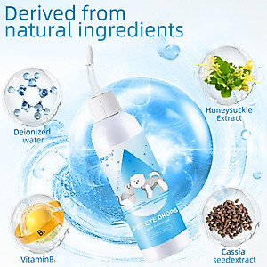 Tyuyuio Eye Drops for Dogs and Cats,Tear Ttain Remover for Pets Eye Infection Allergy, Dry Eye Condition,Safe for All Animals 4.06oz